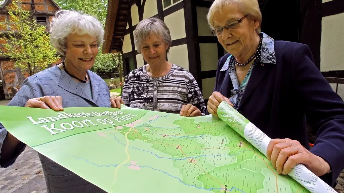 Plattdeutsche Landkarte: Von Abbenhusen bis Wulfhoop