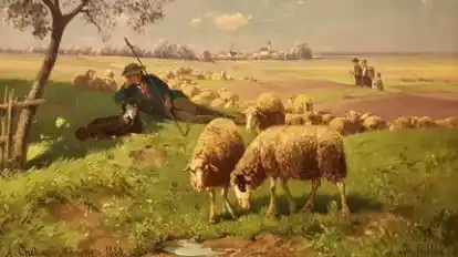 Bild des Monats in der Kunstschau Lilienthal: Schäfer mit seiner Herde